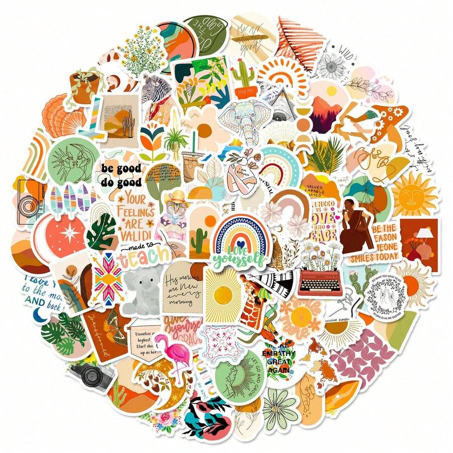 100 Small Size 4cm Rainbow Bomi Stickers BOHO Art Small Fresh Stickers ...