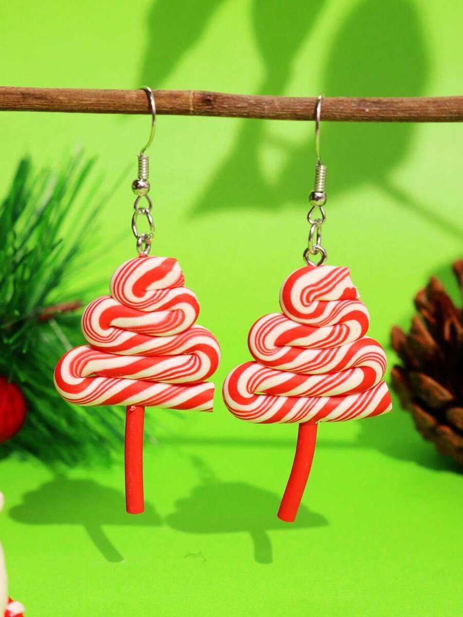 1 Pair Elegant Minimalist Christmas Tree Line Design Earrings, Suitable ...