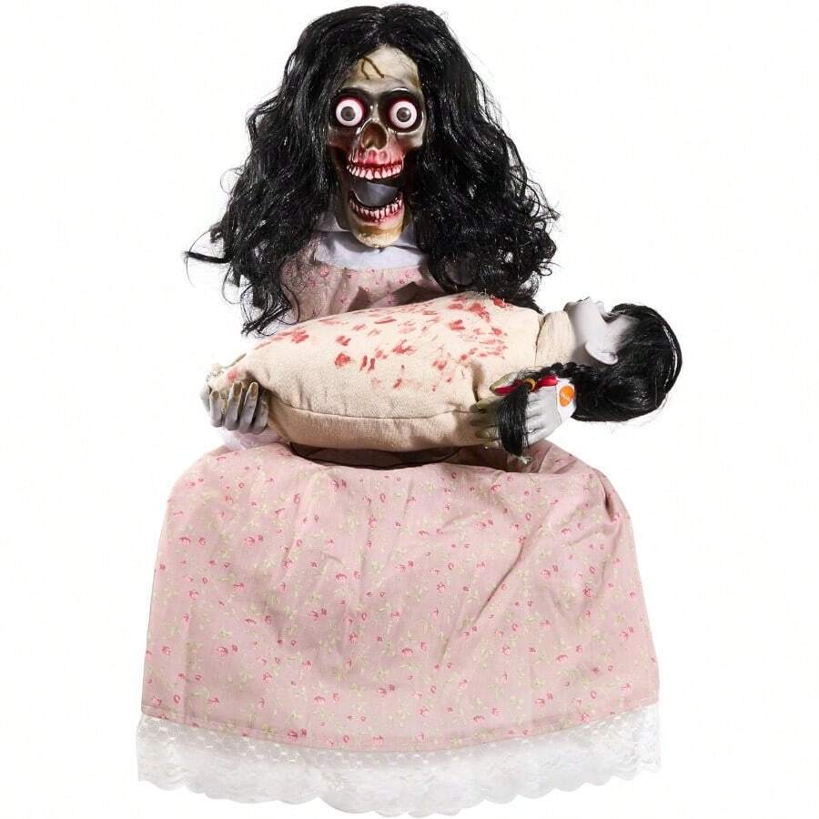 Halloween Animatronics Creepy Sitting Skeleton Doll Animated ...