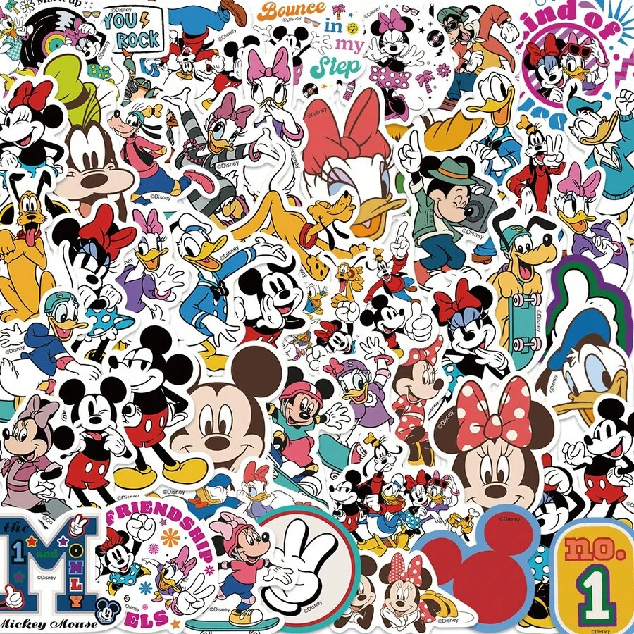 50PCS Disney Movie Minnie Mickey Stickers Anime Decal DIY Skateboard ...