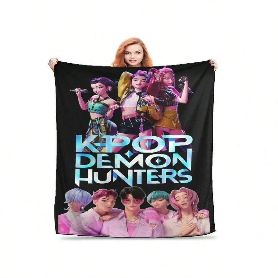 K-Pop Demon Hunters Derpy Throw Blanket For Couch Fuzzy Soft Plush ...