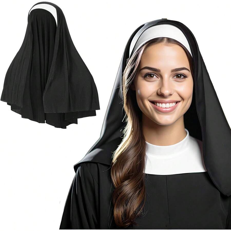 Nun Headpiece Costume, Elegant Nun Habit Cap Costume Accessory Women ...