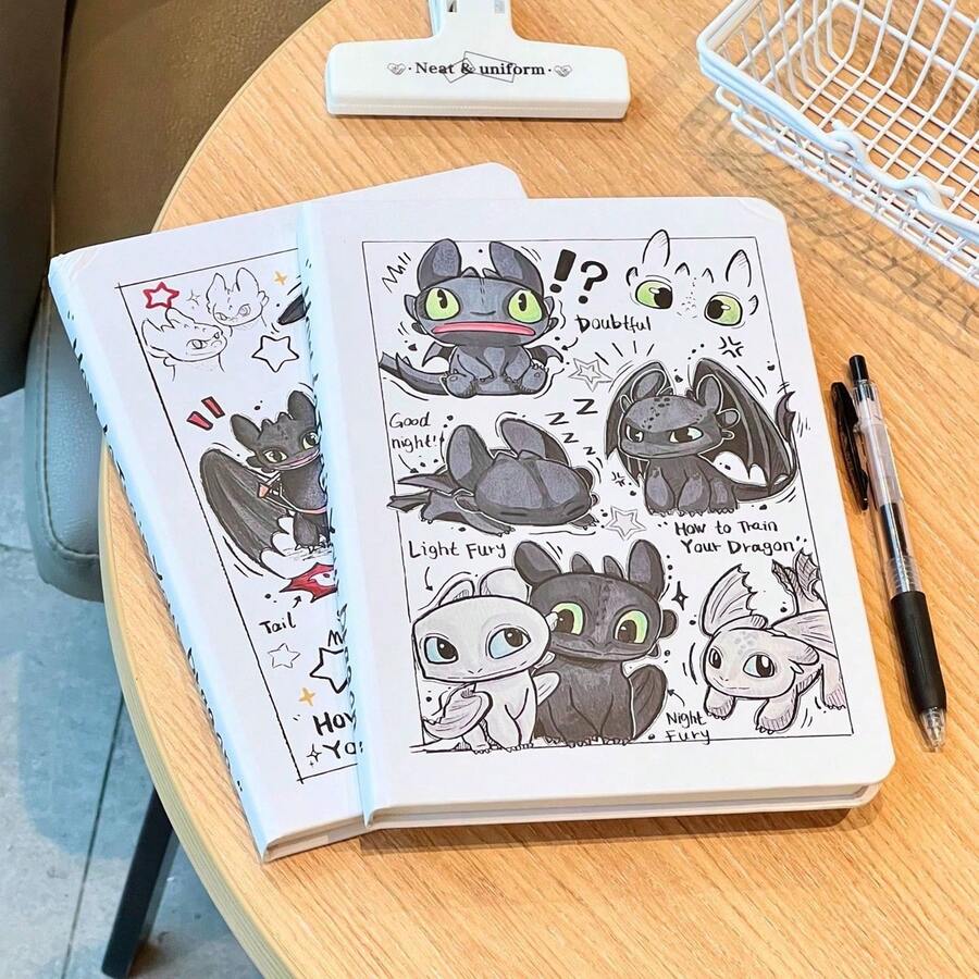1pc Cartoon Notebook - Cute Toothless And Light Fury Designs, Suitable ...