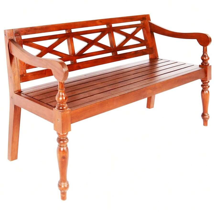 vidaXL Bench Dark Brown Solid Mahogany Wood Three-Seater Decorative ...