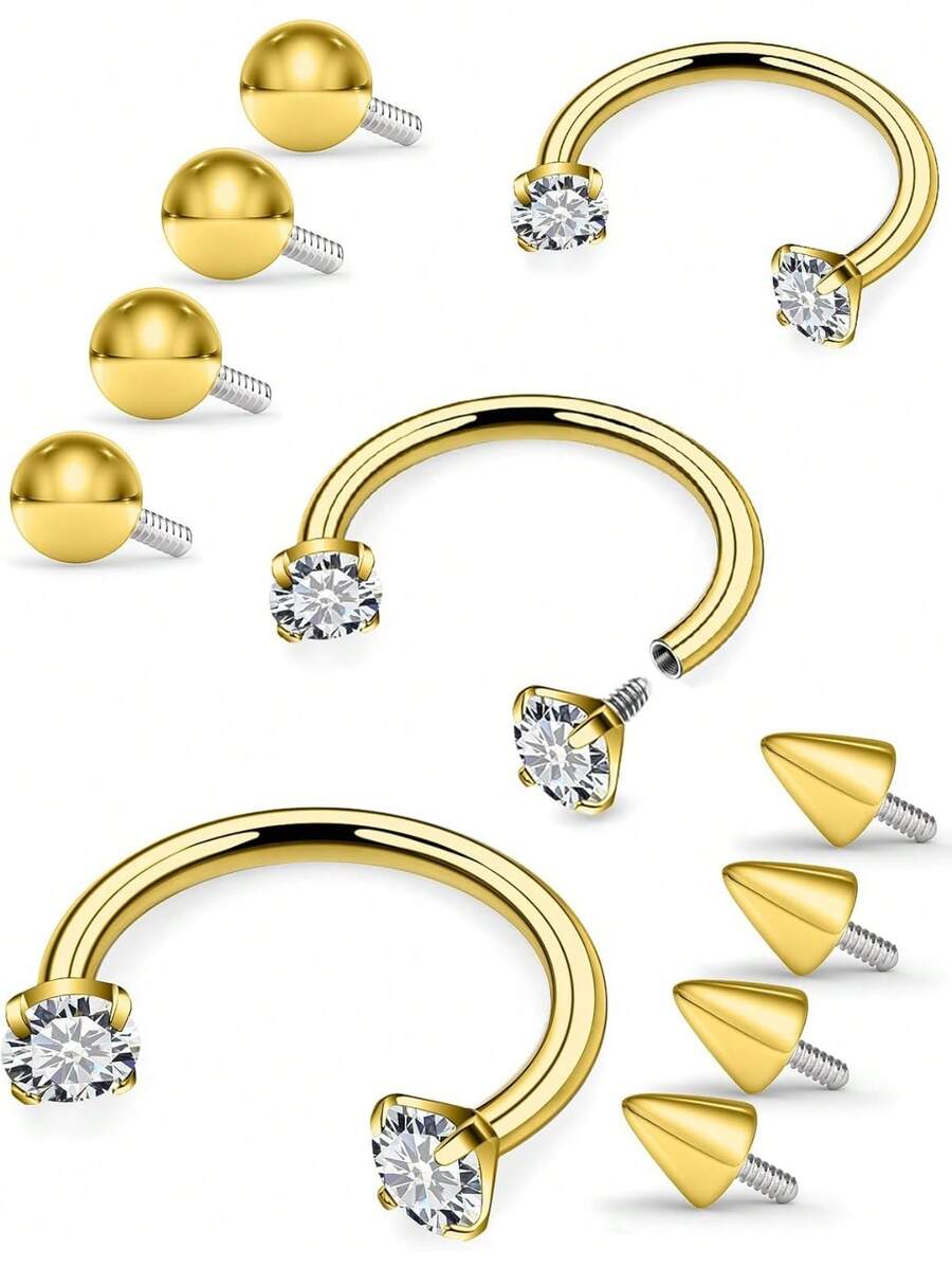 16g Septum Rings Internally Threaded Stainless Steel Septum Jewelry Lip ...