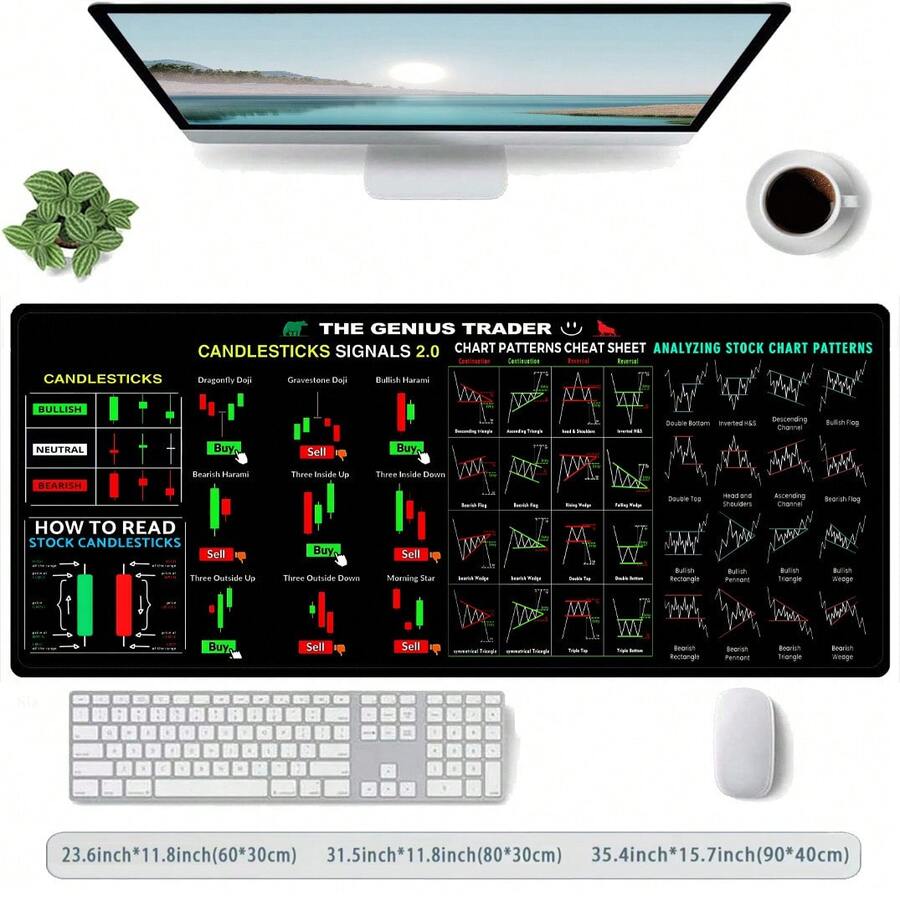 Large Stitched Edge Computer Mouse Pad Desk Mat, Stock Investment ...