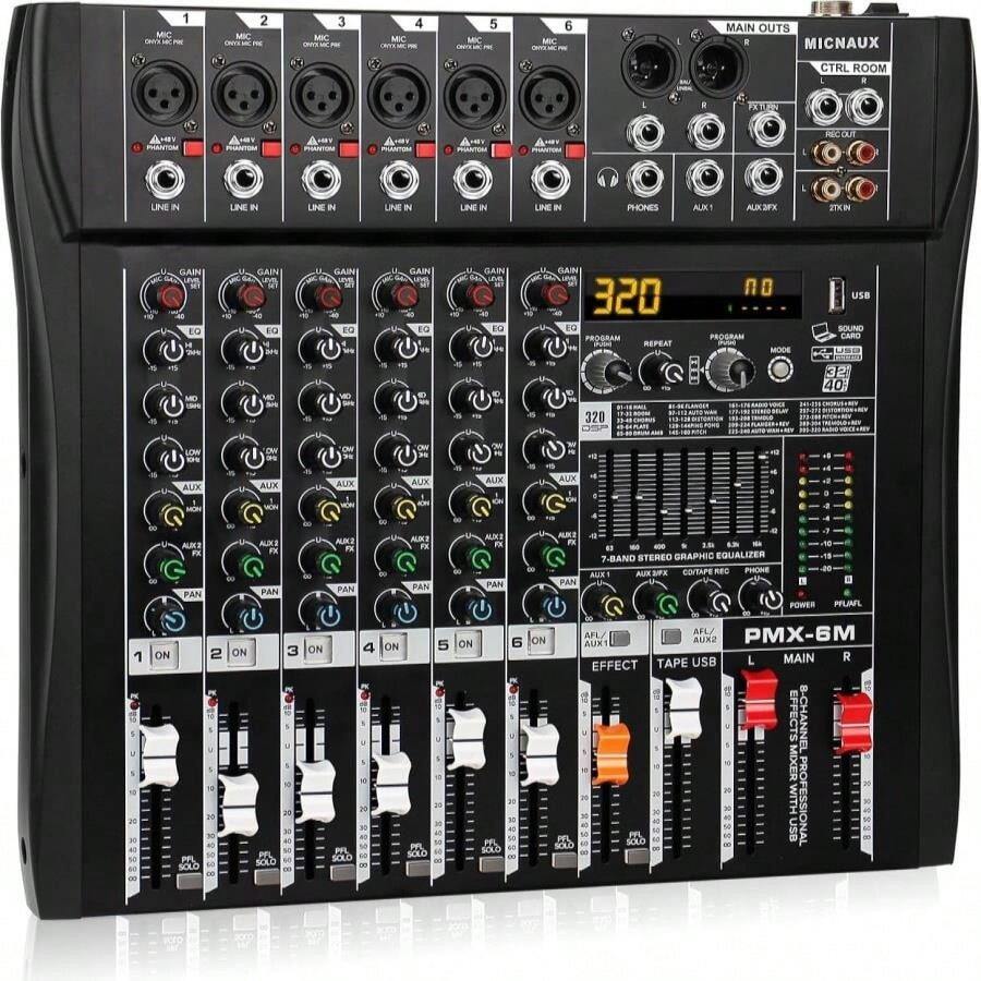 MICNAUX Audio Mixer 8 Channel Professional Mixer Console With 320 DSP ...