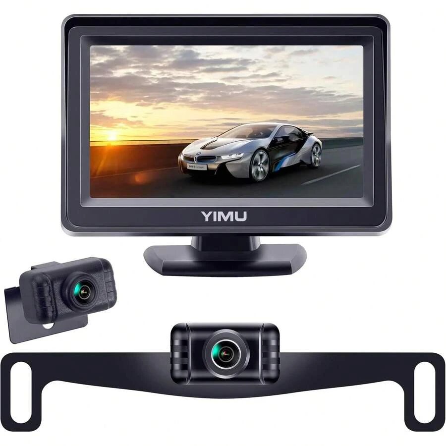 YIMU Backup Camera System With License Plate Backup Reverse Camera ...