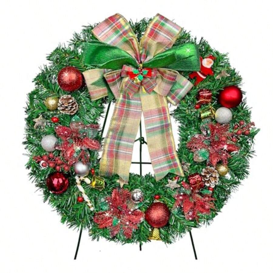 Cristmas Cemetery Flower Wreat Grave Poinsettias Wreat Wit 30 Inc ...