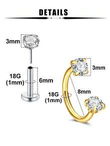 CIZME 2pcs Horseshoe Nose Rings With Flat Back Push In Stud, Stainless ...