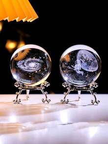 2 Stücke (Kugel+Basis), 60mm Meteor Mond, Basis geschnitzt 3D ...