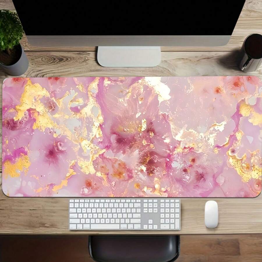 1pc Non-Slip Rubber Mouse Pad - Pink Gradient River Design Mouse Pad ...