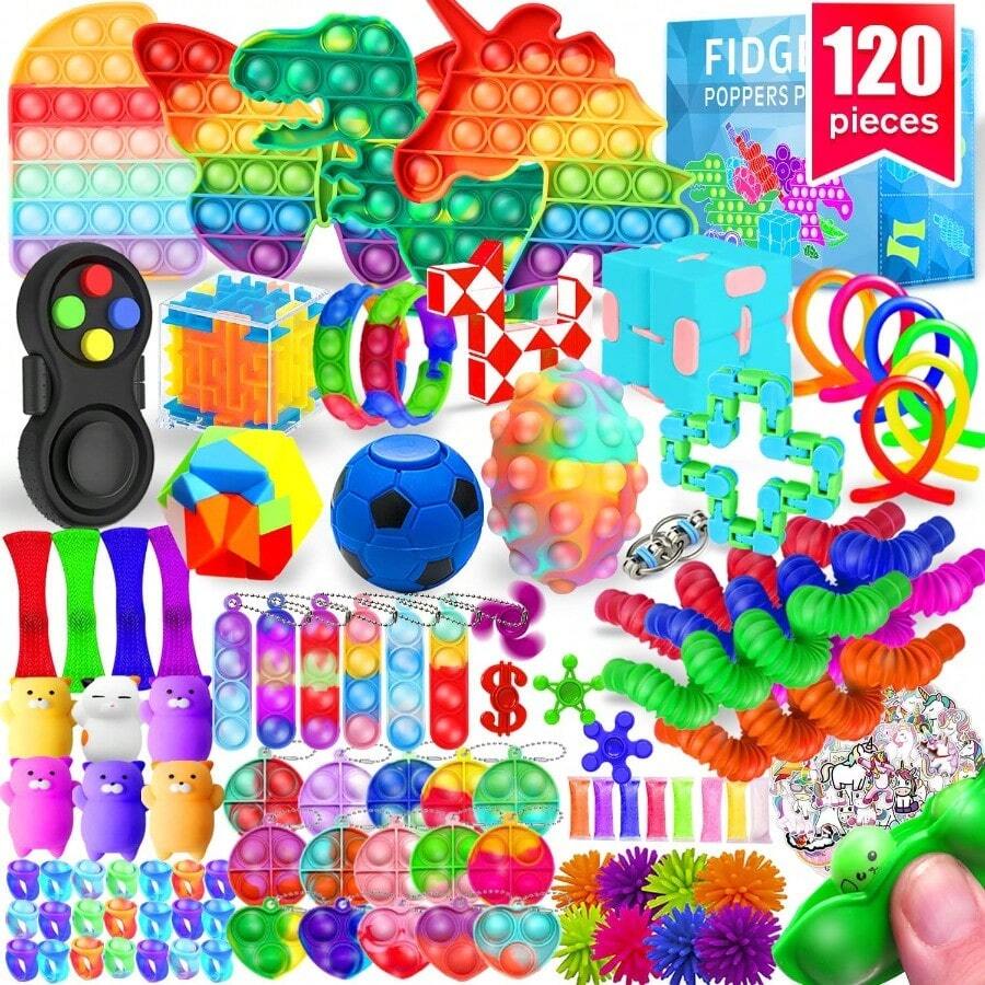 Fidget Toys, 120 Pack Fidgets Set Stocking Stuffers For Kids Party ...