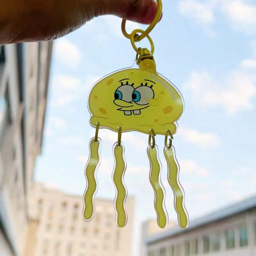 1pcsSpongeBob Keychain Pendant Jellyfish Shaken Jewelry Acrylic Cartoon ...