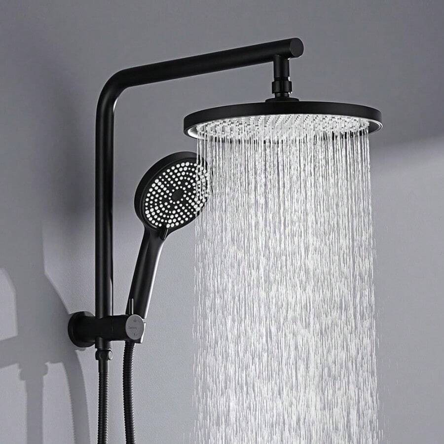 Decaura 10" Rain Shower Head Set 2 In 1 Wall Mounted Shower Rail 3Mode ...