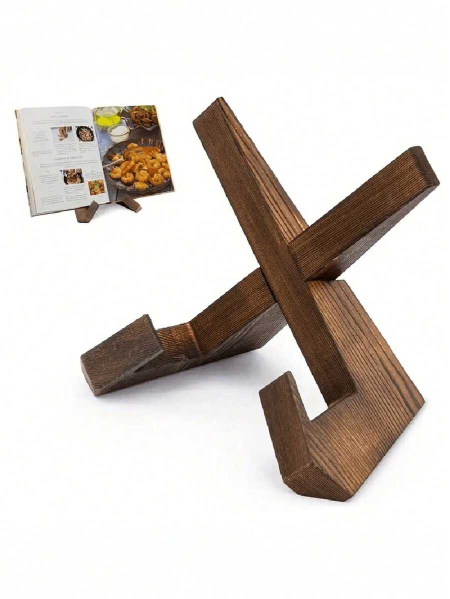 1pc Handmade Cookbook Stand, Rustic Farmouse Wooden Recipe Book Holder ...