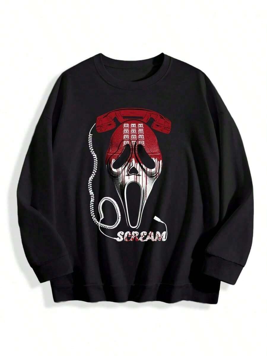 New Arrival Horror Movie 'Scream' Graphic Sweatshirt - Casual Crew Neck ...