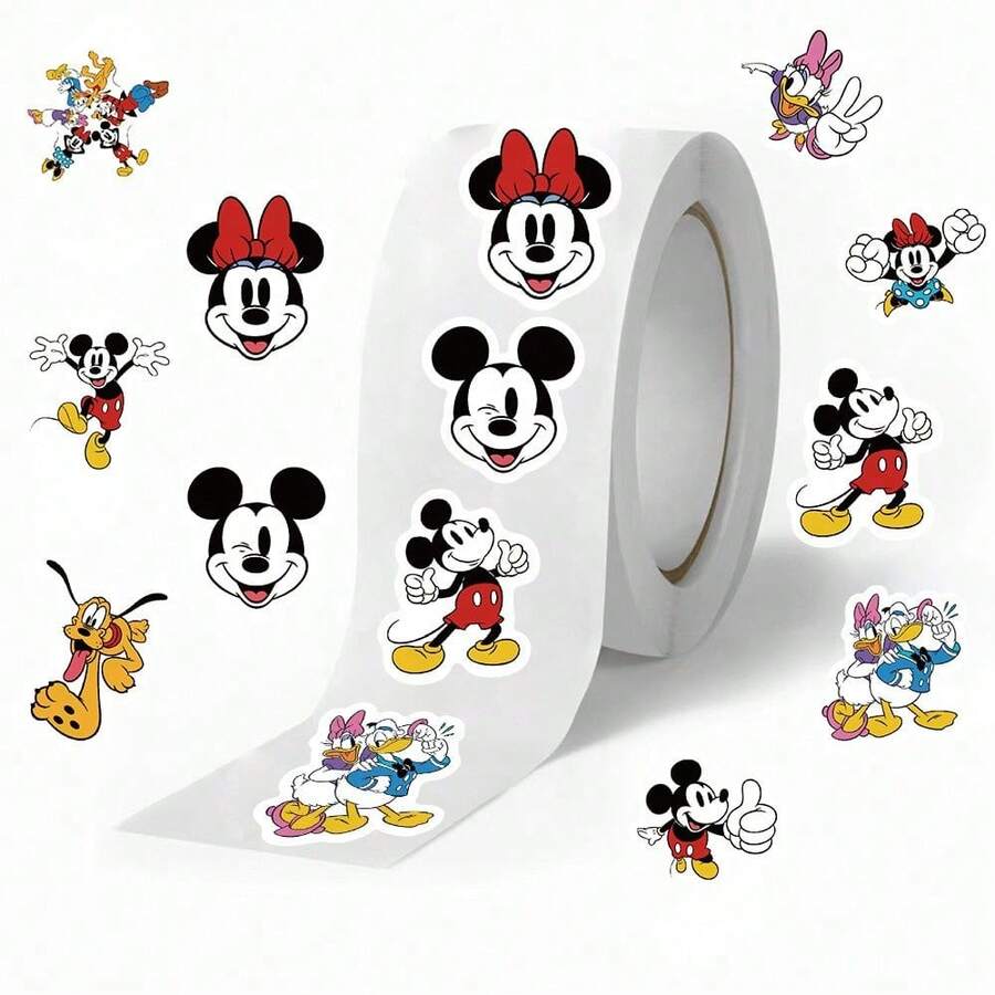 Disney 500PCS/Roll Mickey Mouse Minnie Mouse Cartoon Stickers Cute DIY ...