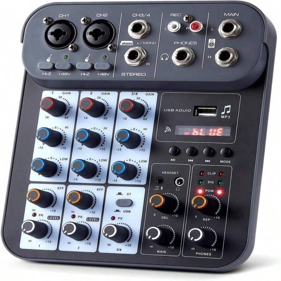 4 Channel DJ Audio Mixer, DJ Mixers Sound Board, Sound Mixer Board XLR ...