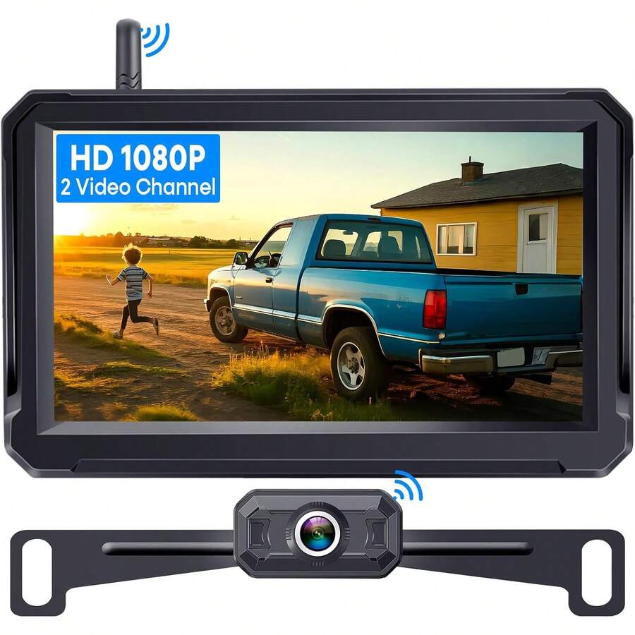 Wireless Backup Camera For Trucks: 5 Inch 1080P HD Display, Rear View ...