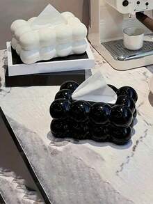 1 Cute Cotton Candy Shaped Plastic Tissue Box, Black And White Cloud ...