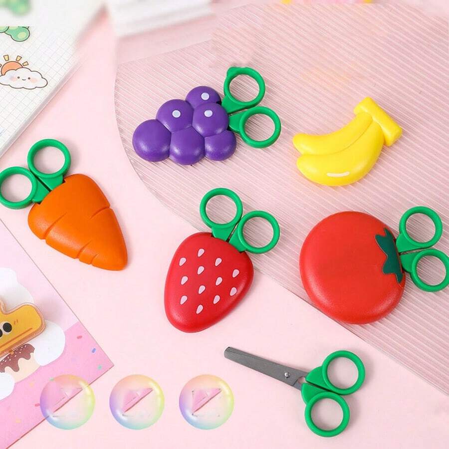 Disney Fruit Scissors With Magnetic Absorption, Plastic Cute Round-Tip ...