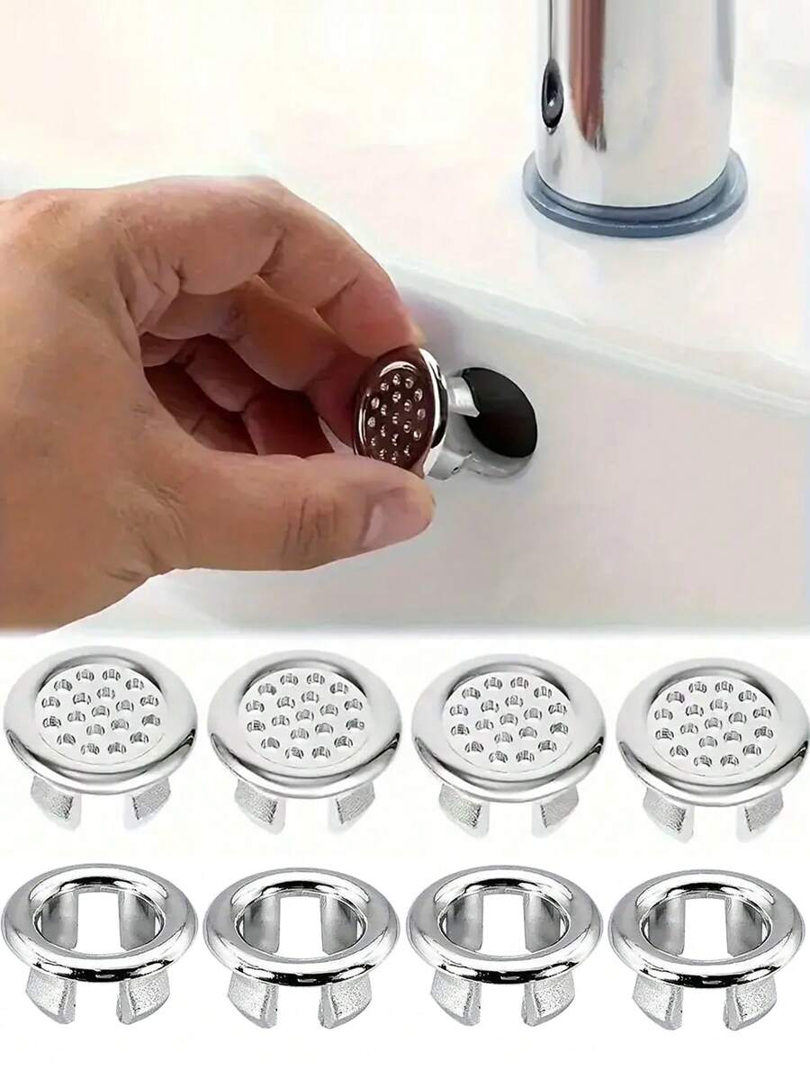 4pcs Plastic Sink Drain Hole Overflow Cover, Bathtub Drain Cover, Round ...