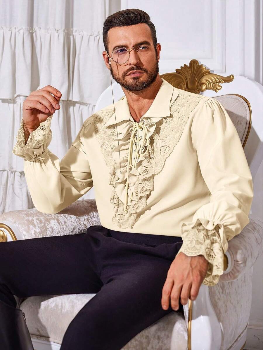 Men's Renaissance Pirate Shirt Ruffle Detail Victorian Vampire/Medieval ...