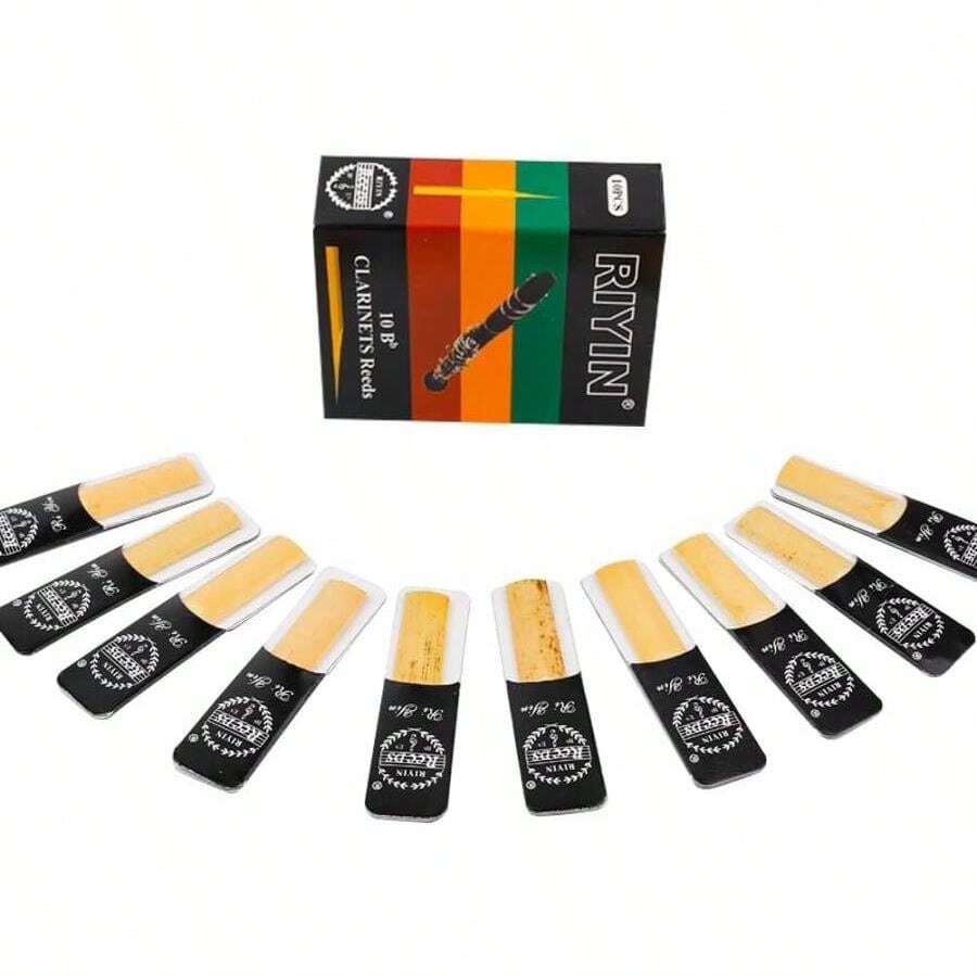Pimoys 10 Pack Traditional Bb Clarinet Reeds With Plastic Box, Strength ...