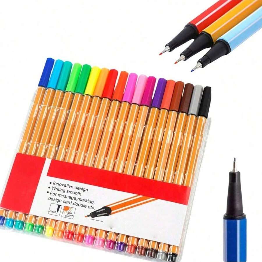 Kit With 18 Colors Of Fine Tip 0.4mm Colored Pens/School Supplies Back ...