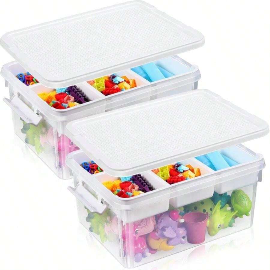 DoubleFill 2 Pack 17 Qt Plastic Storage Box Block Storage Box With ...