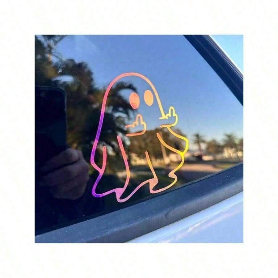 1pc Fashionable Holographic Ghost Car Sticker, Cute & Funny Halloween ...