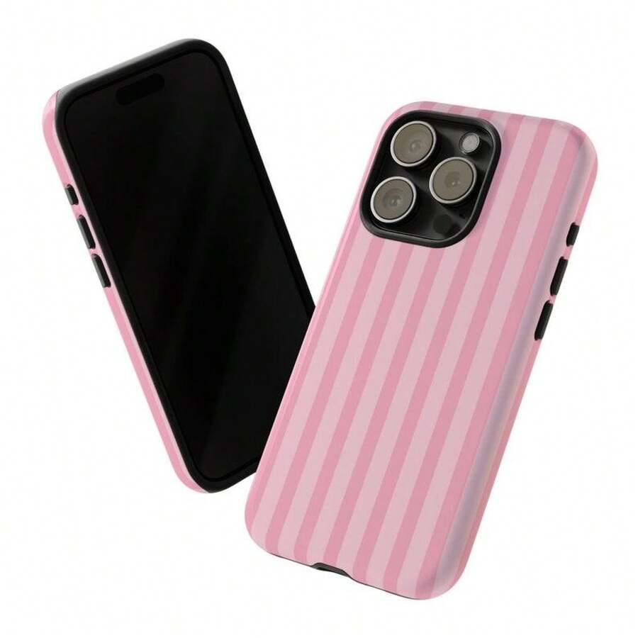 Light Pink Striped Phone Case| Pink Striped Aesthetic Phone Cover For ...