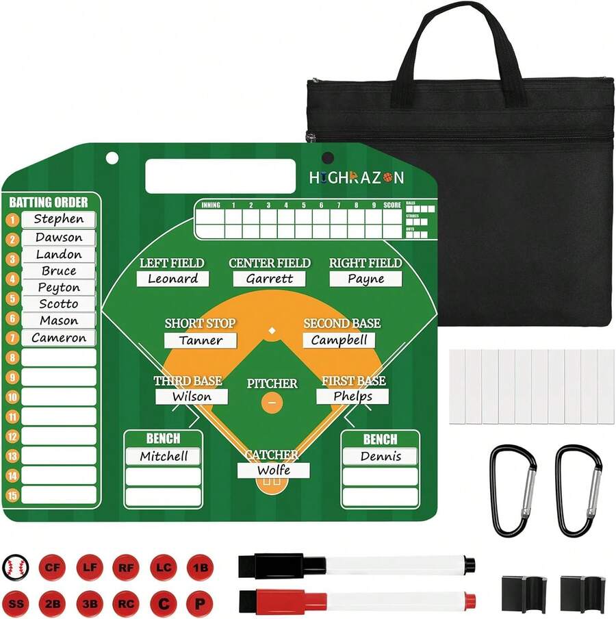 Magnetic Baseball Lineup Board With Bag - Dry Erase Coaching Board ...