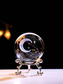 2 Stücke (Kugel+Basis), 60mm Meteor Mond, Basis geschnitzt 3D ...