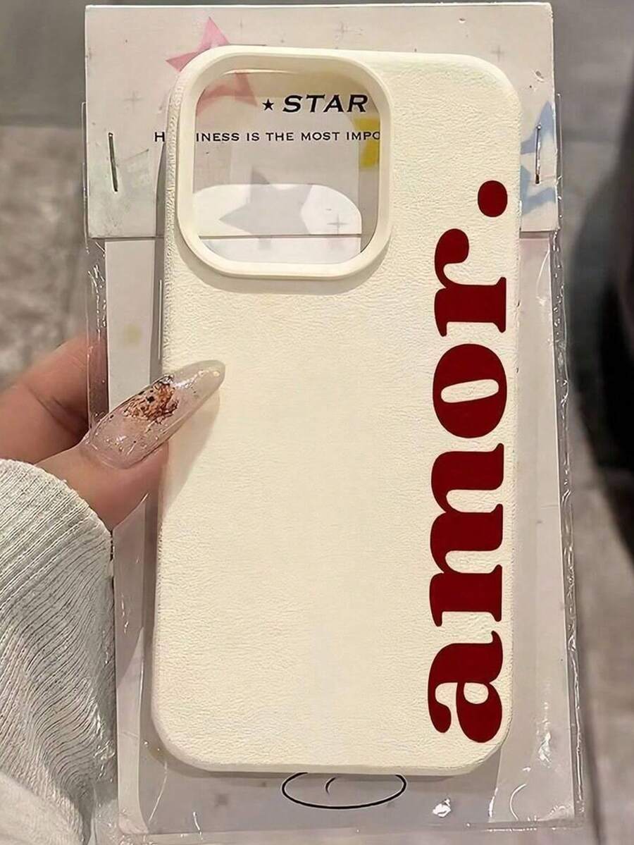 1pc Minimalist Red Letter Design Phone Case, Fashion Simplistic Niche ...
