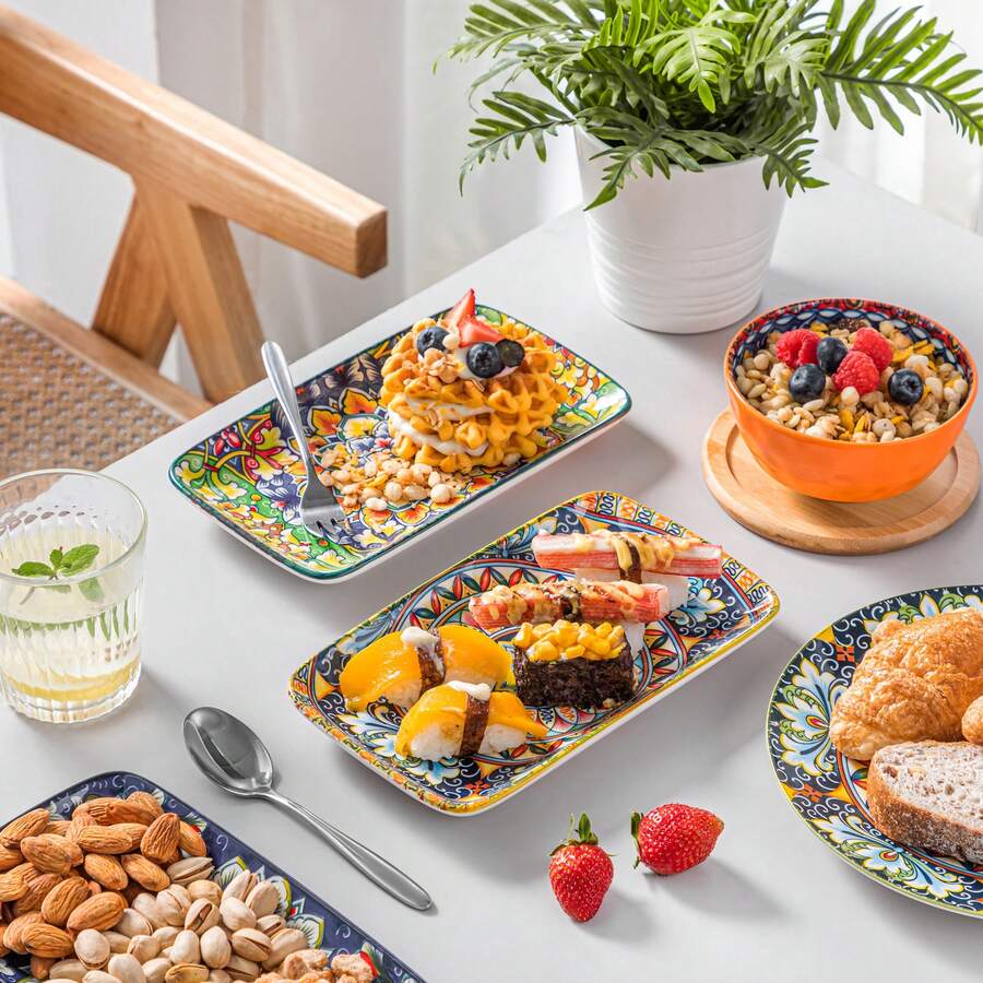 vancasso 6 Pieces Plate Set, Multicolour Set, Polychrome, Porcelain ...