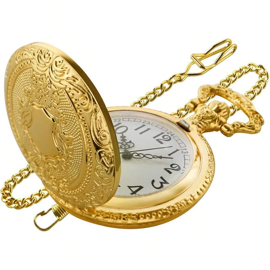 Men's Pocket Watch, Arabic Numeral Digital Scale Men's Quartz Pocket ...