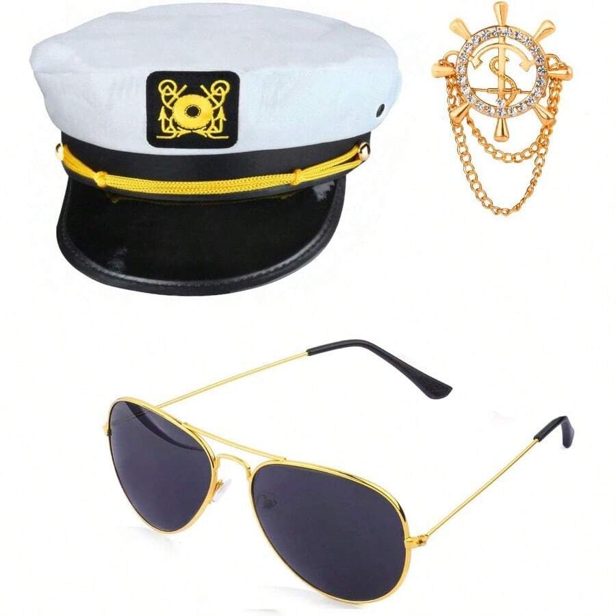 Beelittle Yacht Captain Hat Costume Accessories Set Sailor Hat With ...
