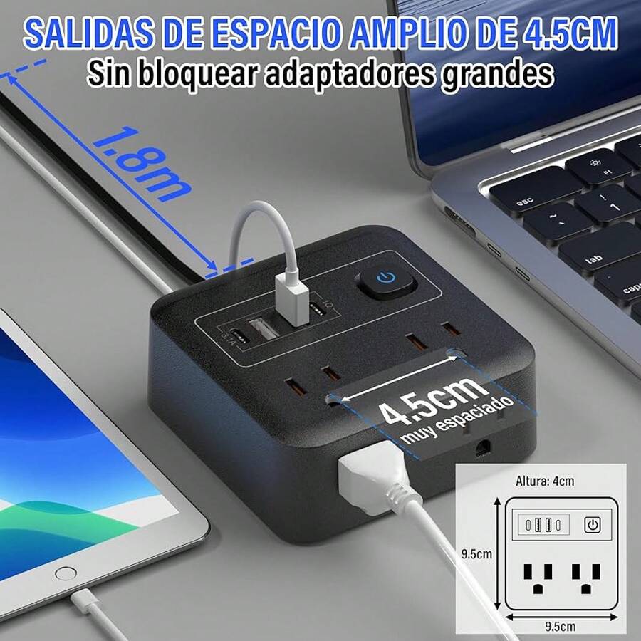 KIROGILY Multicontacto Extension Electrica con Protector Supresor de ...
