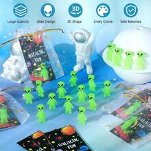 40 Count Glow In The Dark Mini Alien Figures Set With Card And Bag For ...