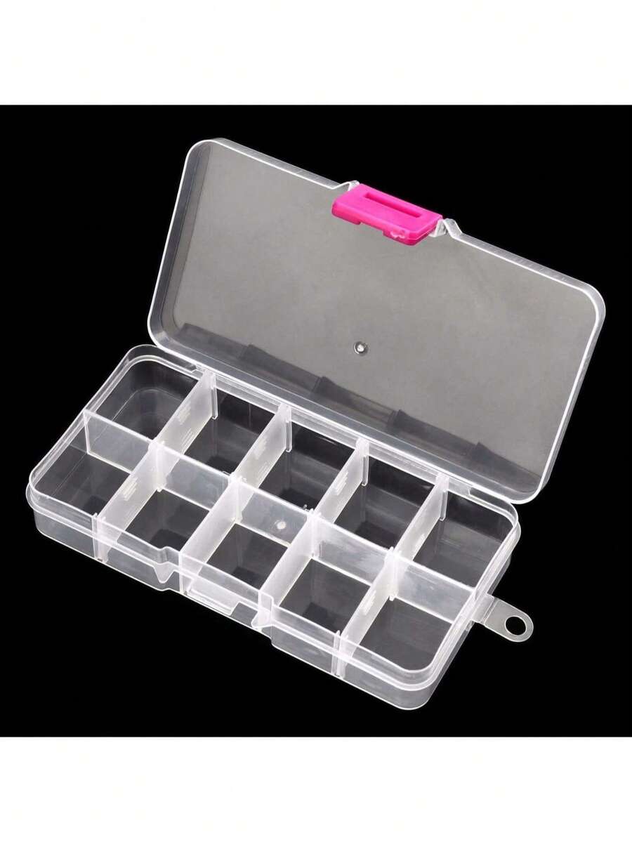 10 Grids Clear Plastic Organizer Box Storage Container Jewelry Box With ...