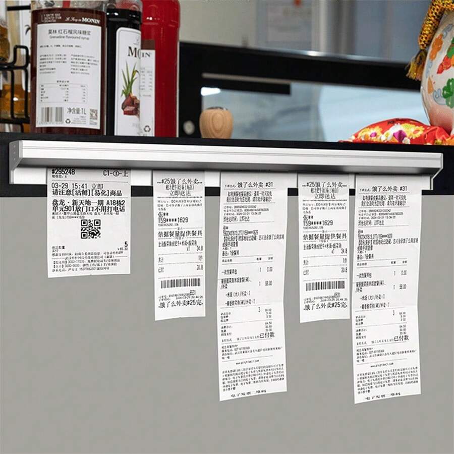 1pc Aluminum Sliding Receipt Holder, Restaurant Order Clip, Kitchen ...