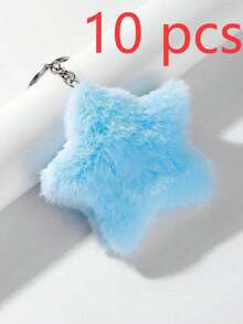 10pcs DIY Cute Pink Plush Star Keychains, 1pc Blue Plush Pentagram Bag ...