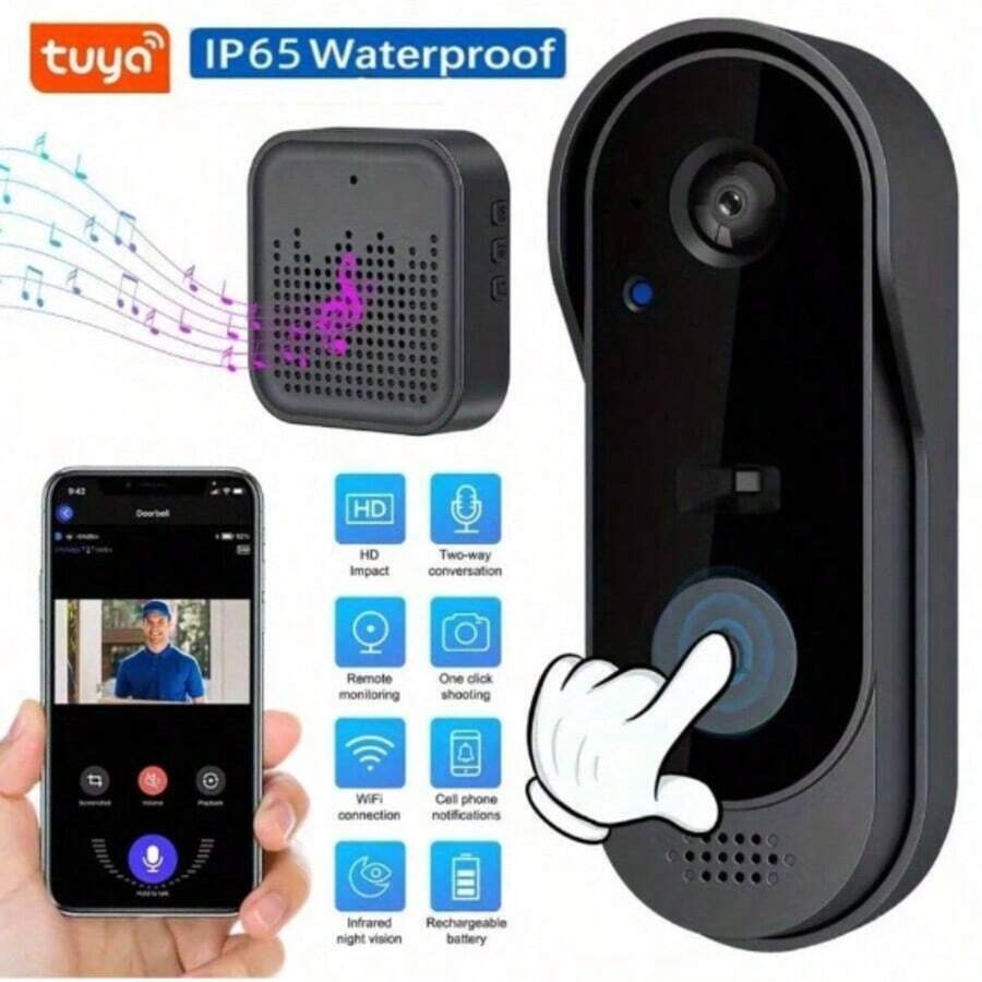 1pc 1080P HD Wireless Smart Video Doorbell Camera, Two-Way Audio ...