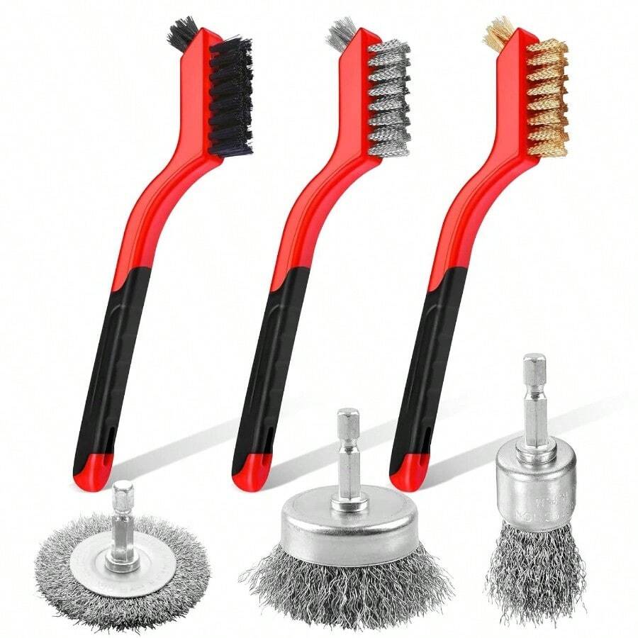 6Pcs Wire Brushes Cleaning Rust, Small Wire Brush, Wire Wheel Drill ...