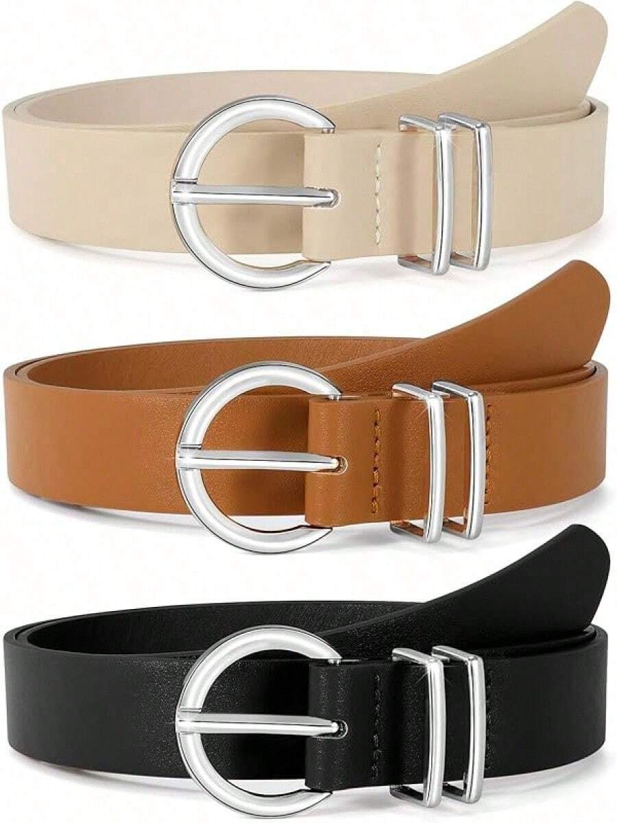 S.VONMELLI 3 Pack Women's Leather Belts Jeans Dresses Ladies Waist Belt ...