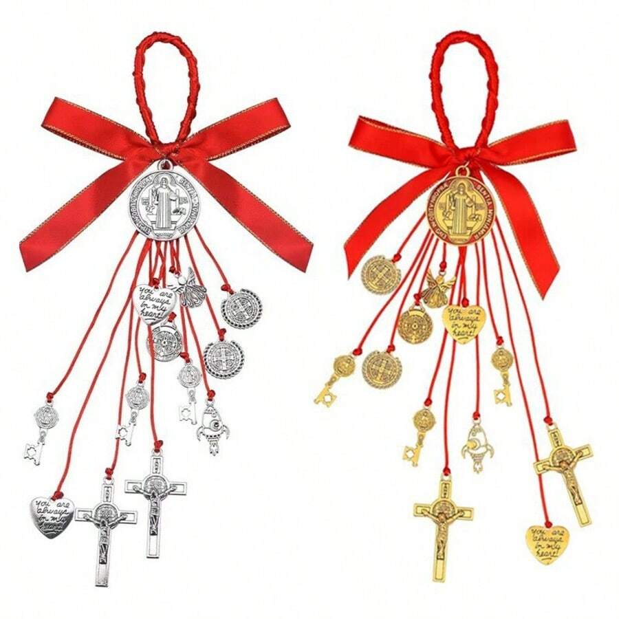 1pc Alloy Religious Braided Zinc Alloy Vintage Multi-Pendant Cross ...