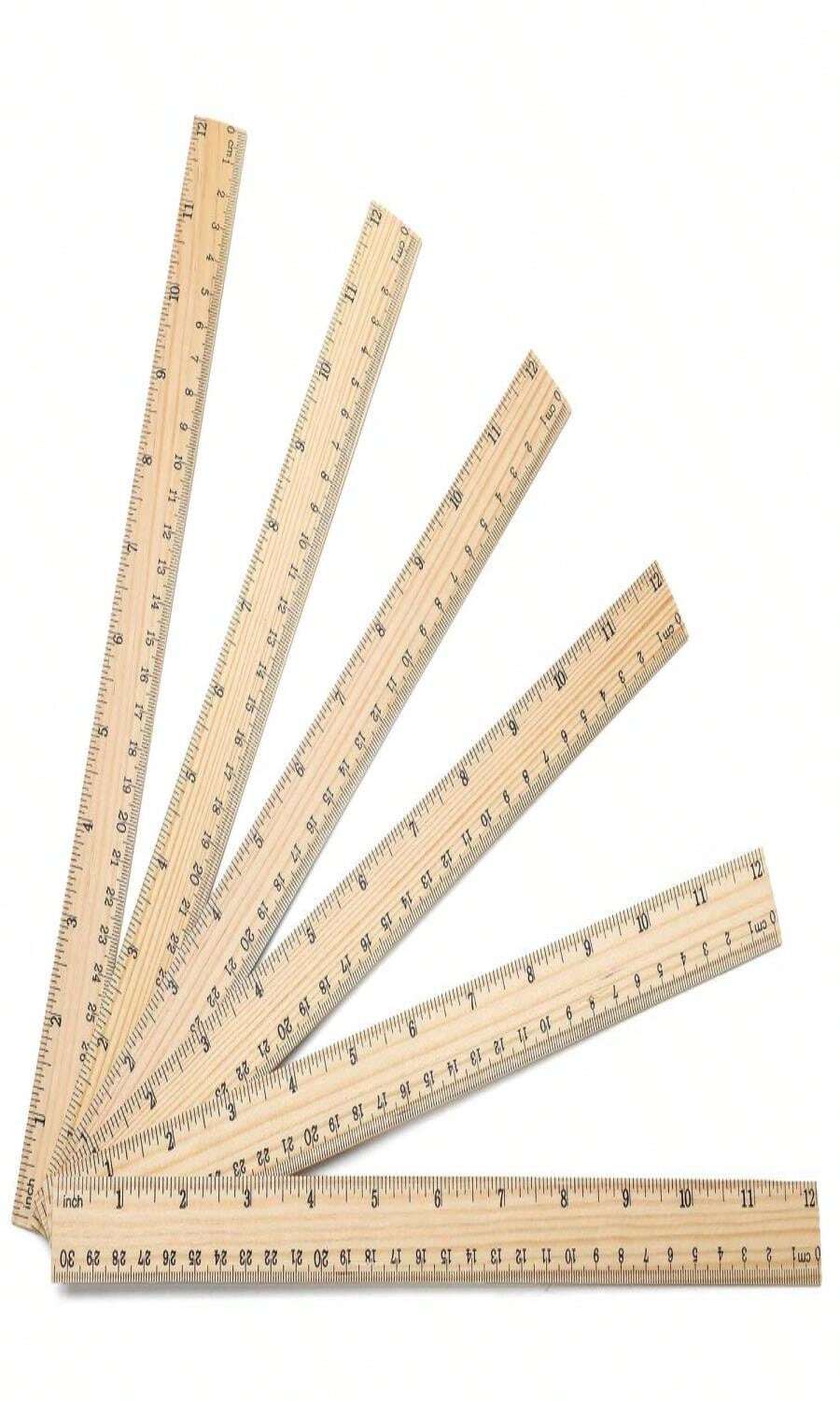 60 Pack Wooden Ruler 12 Inch Rulers Bulk Wood Measuring Ruler Office ...