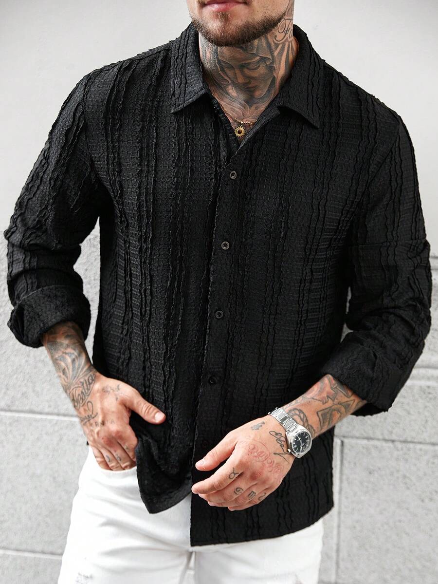 Men's Autumn/Winter Vintage Coin Casual Regular Fit Long Sleeve Shirt ...